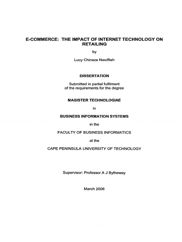 E-Commerce - The Impact of Internet Technology On Retailing PDF | PDF ...