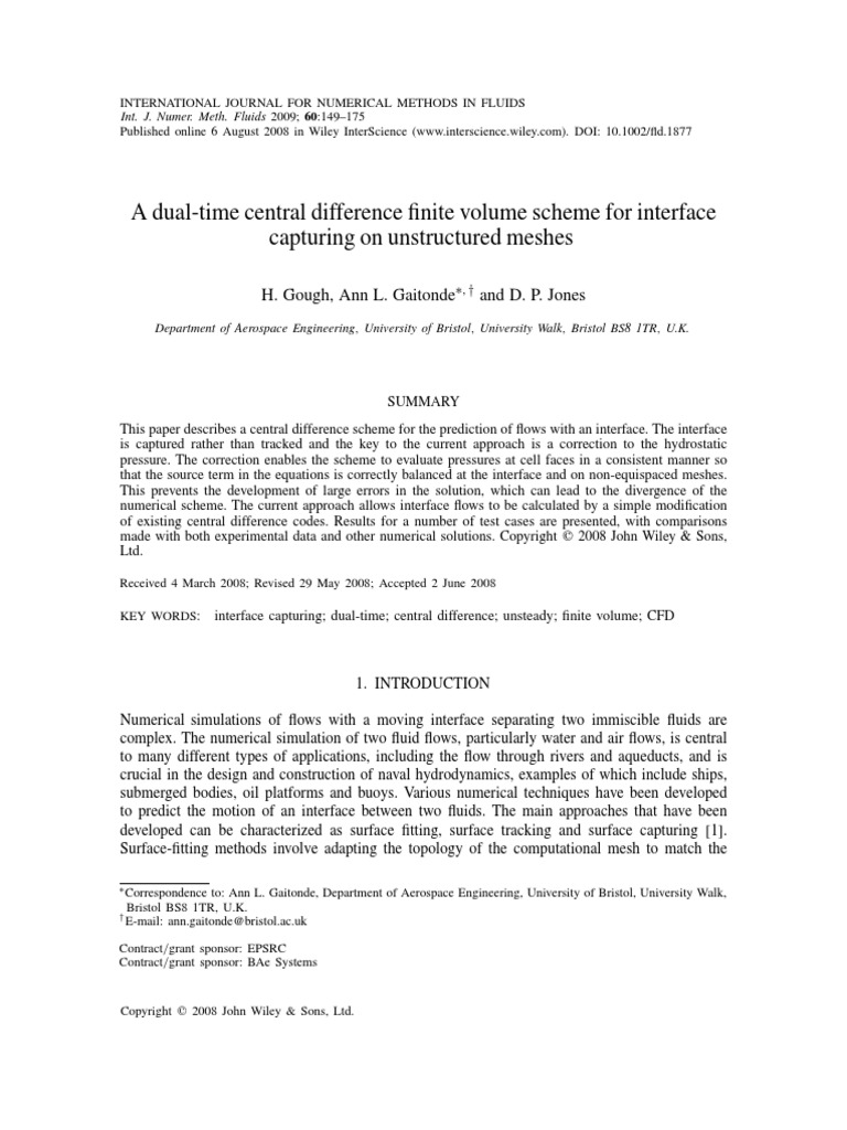 A Dual-Time Central Difference Finite Volume Scheme For Interface Capturing On Unstructured ...