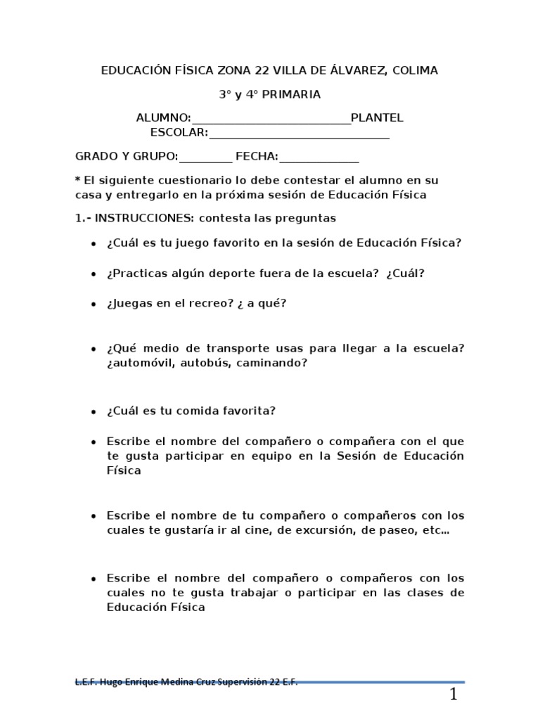 Test Sociometrico 5° y 6° | PDF