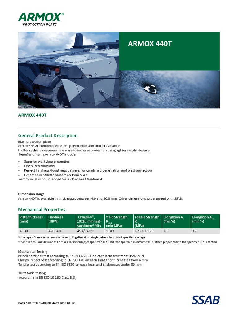 Data Sheet 173 Armox 440T 2016-04-22 34 371857150 en | PDF ...