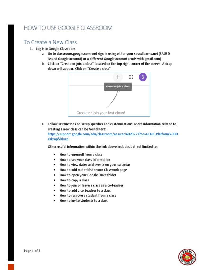 Google Classroom Setup Guide | PDF