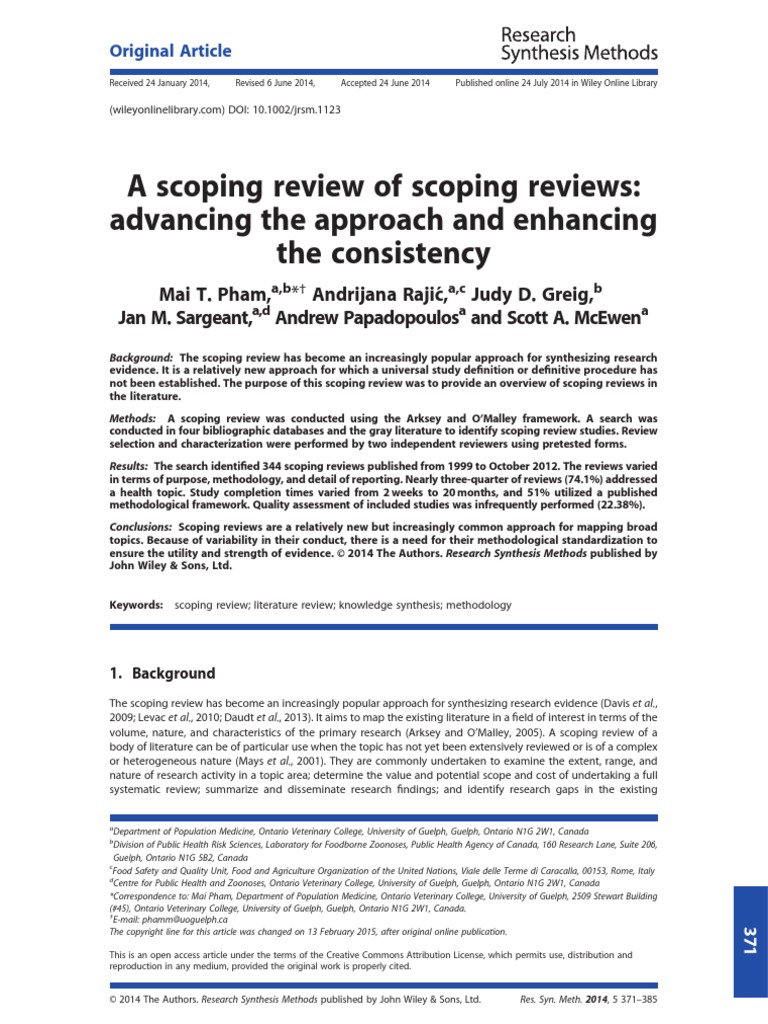A Scoping Review of Scoping Reviews: Advancing The Approach and ...