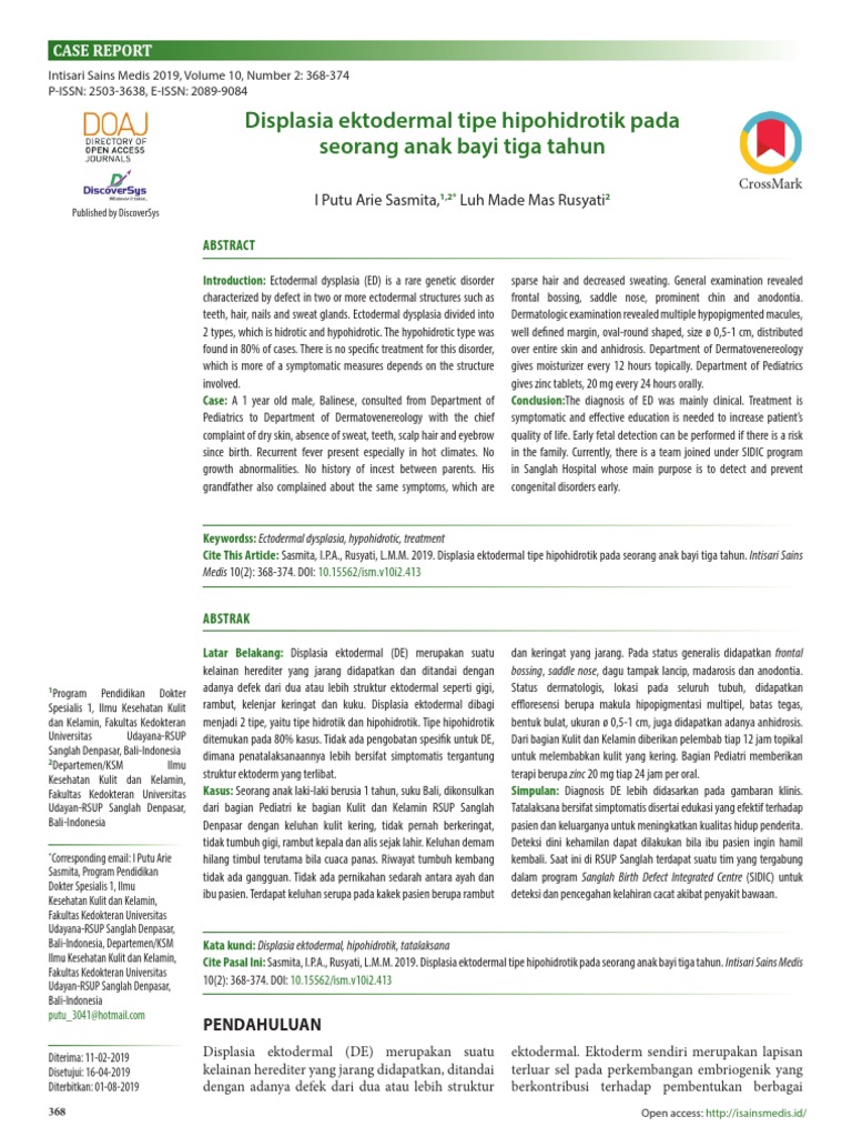 Displasia Ektodermal | PDF | Medical Specialties | Clinical Medicine