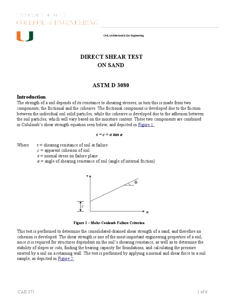 Direct Shear Test On Sand ASTM D 3080 | PDF | Friction | Strength Of ...