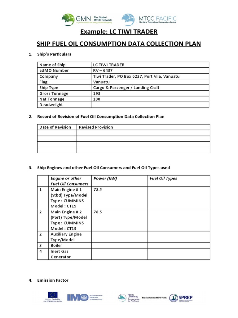 Fuel Oil Consumption Data Collection Plan for the LC TIWI TRADER Cargo ...