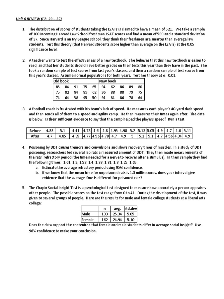 Old Book New Book: Unit 6 REVIEW (Ch. 23 - 25) | PDF | Confidence ...