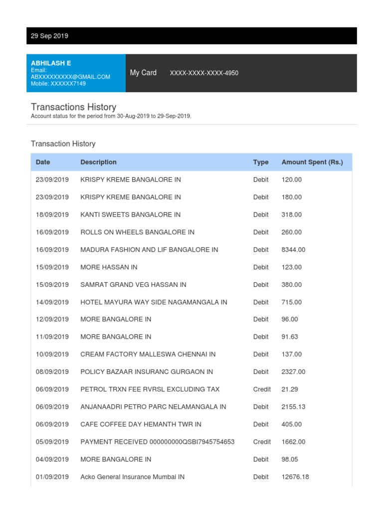 Transaction History | PDF