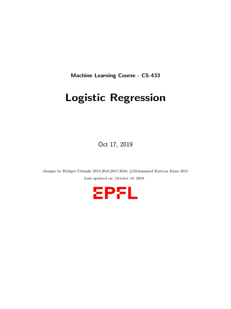 Machine Learning - Logistic Regression | PDF | Linear Algebra ...
