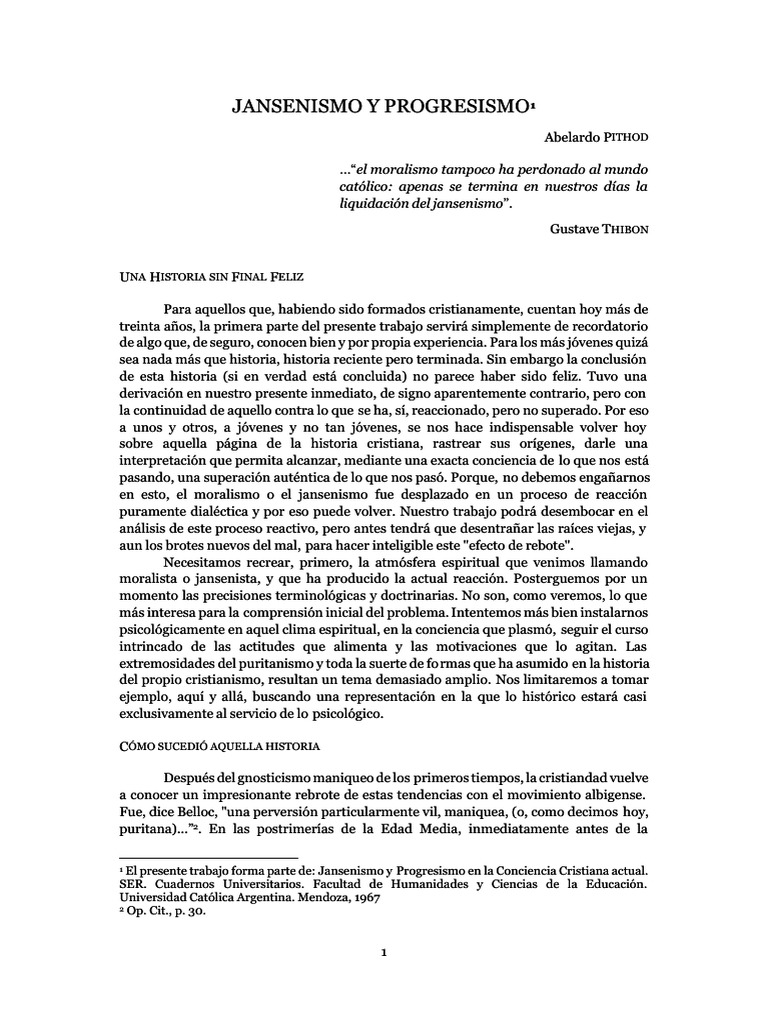 Pithod A Jansenismo y Progresismo | PDF | Pecado | Alma