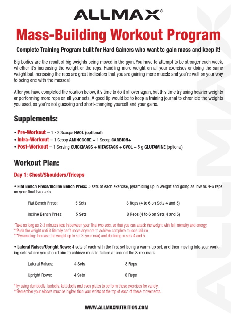 Mass-Building Workout Program: Supplements | PDF | Hobbies | Weight ...