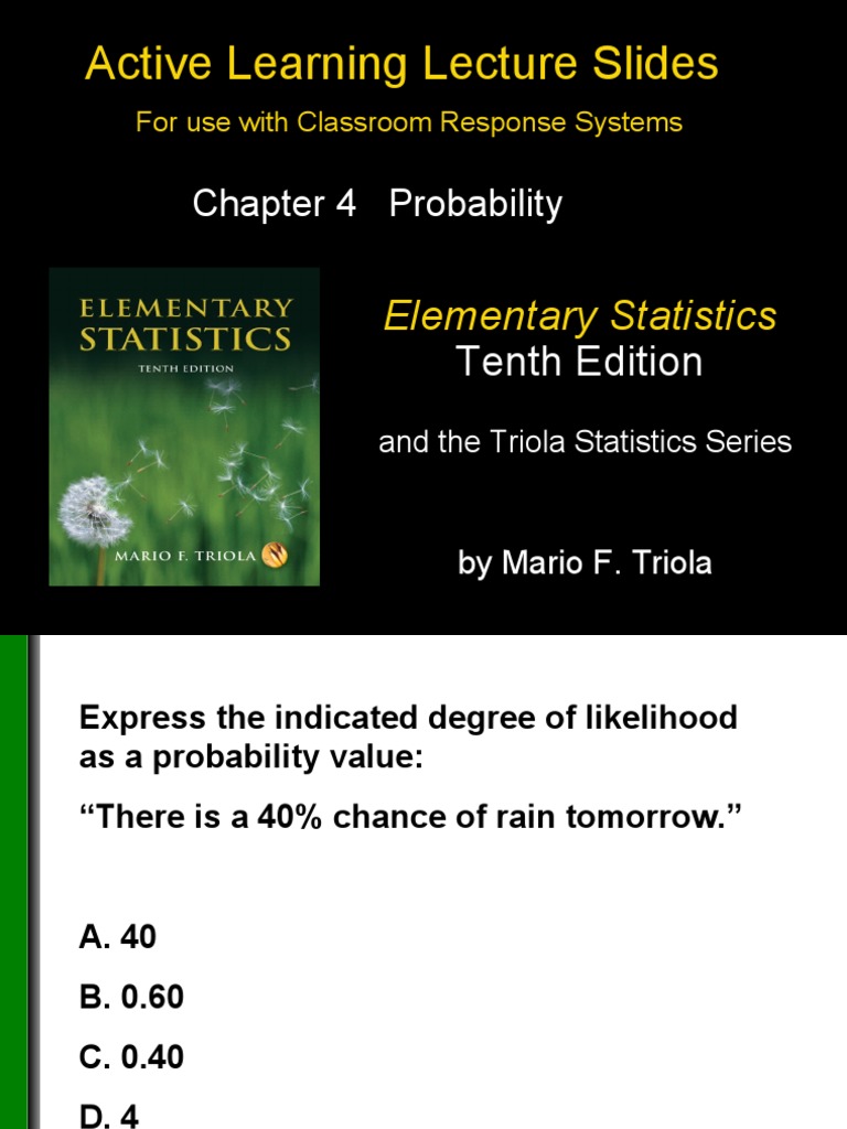 Active Learning Lecture Slides: Chapter 4 Probability | PDF | Odds | Probability