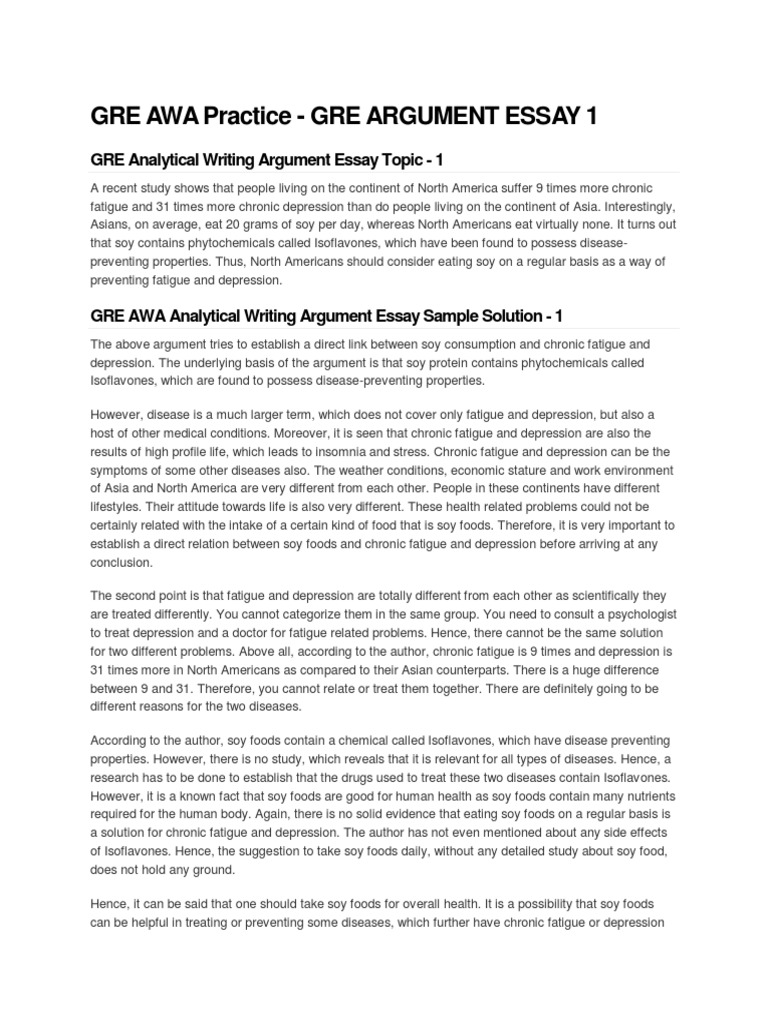 GRE AWA Practice PDF | PDF | Insomnia | Soybean