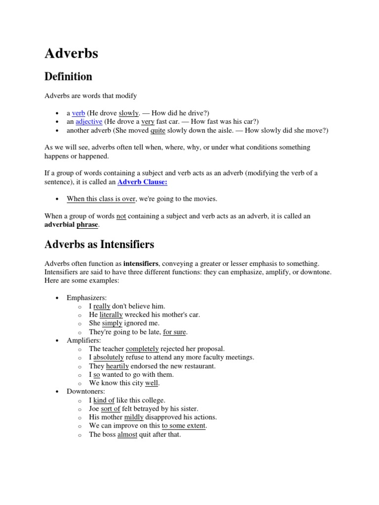 Adverbs | PDF | Language Arts & Discipline