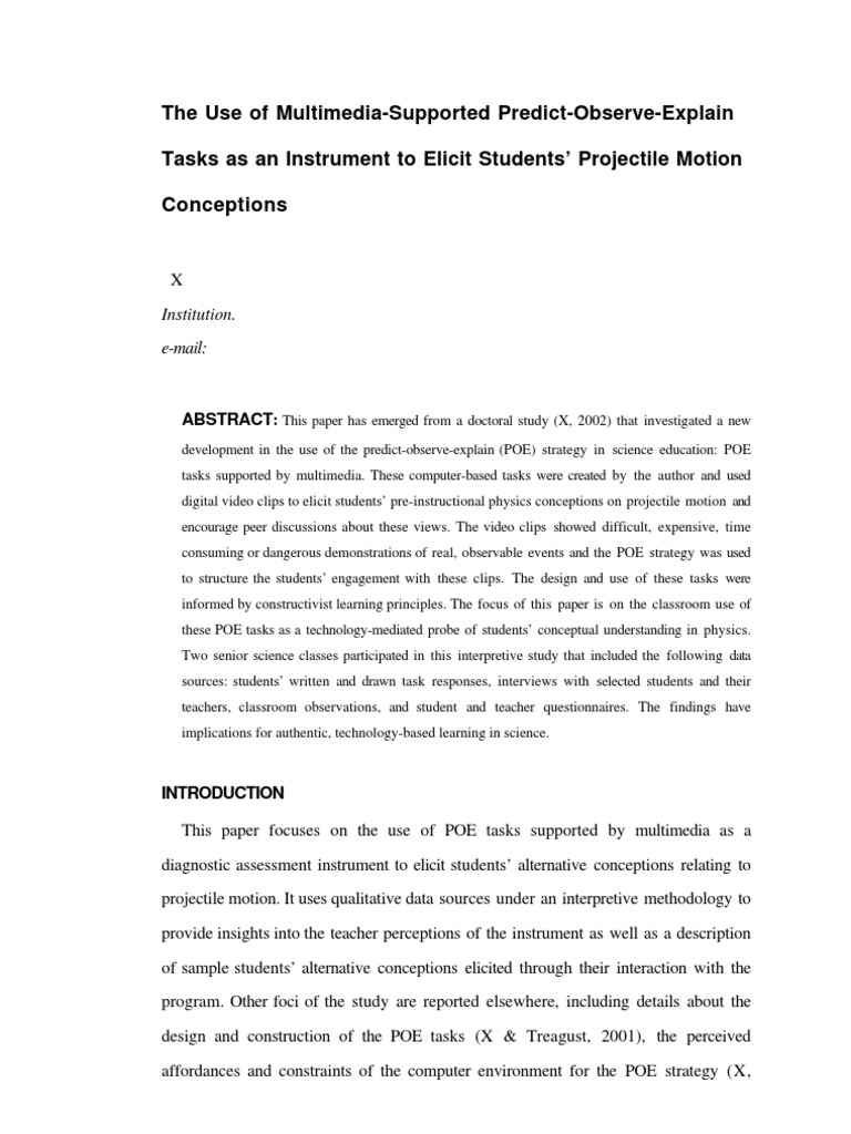 The Use of Multimedia-Supported Predict-Observe-Explain Tasks As An Instrument To Elicit ...