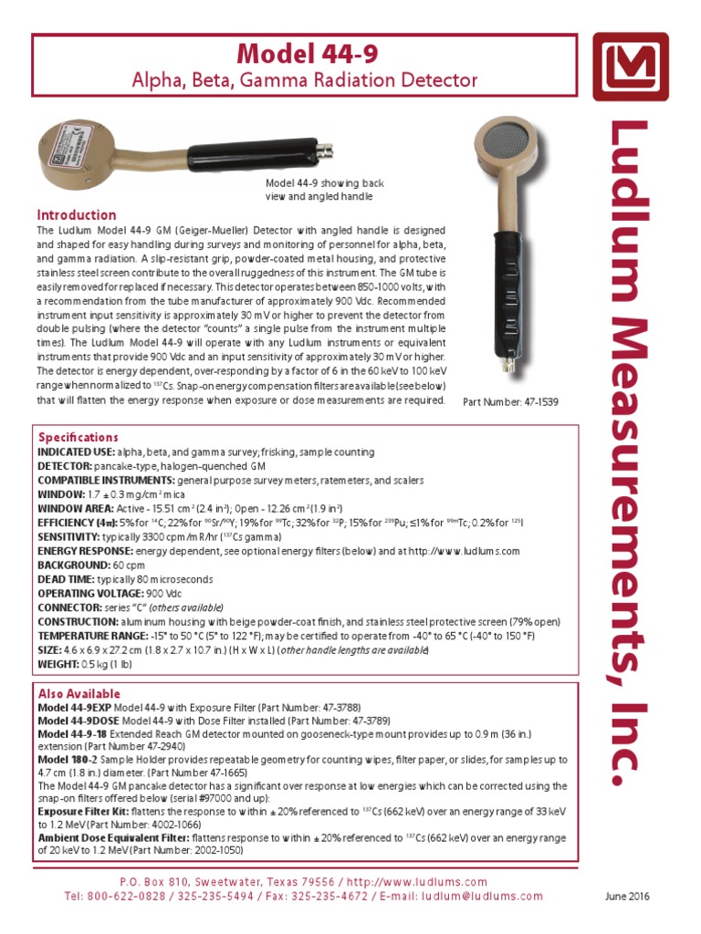 Model 44-9 Pancake Probe | PDF | Ionizing Radiation | Physics