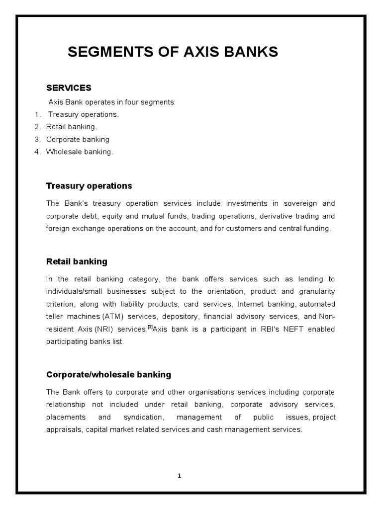 Segments of Axis Bank | PDF | Mutual Funds | Investing