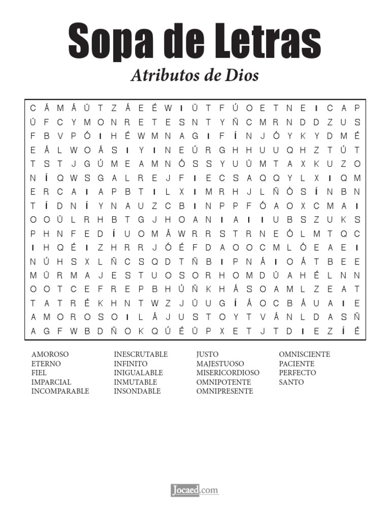 Atributos de Dios Sopa de Letras PDF | PDF