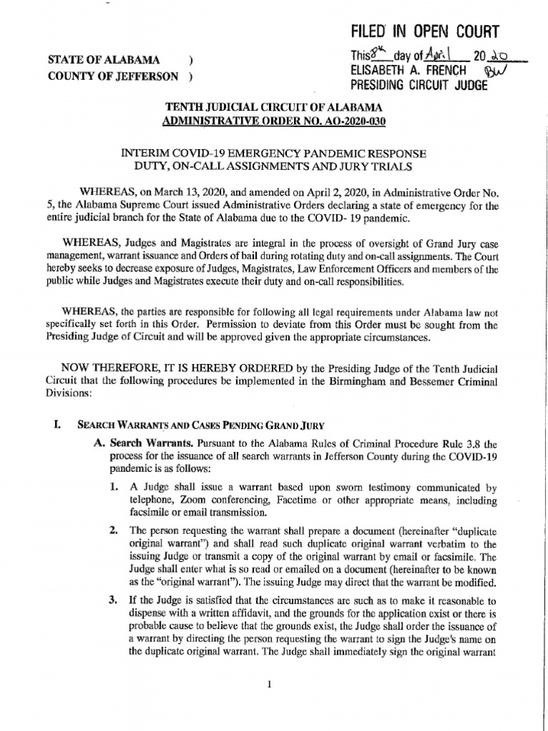 Jefferson County Circuit Judge Elisabeth French Order April 8 | PDF