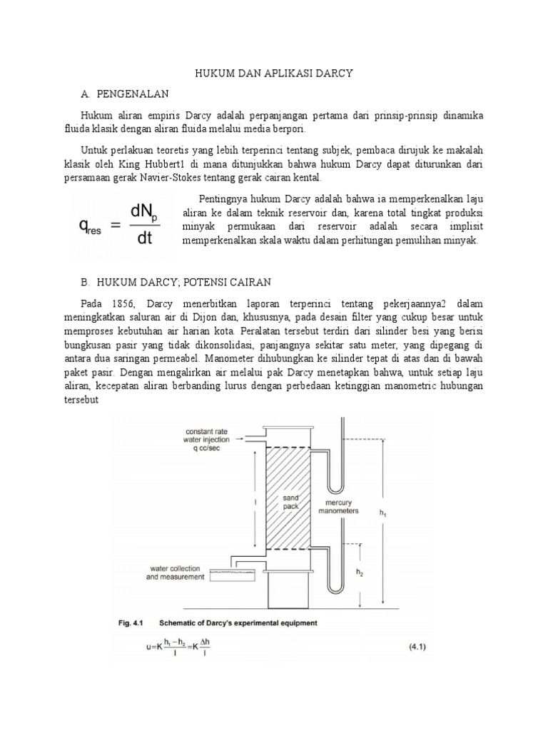 Hukum Darcy dan Aplikasinya dalam Aliran Fluida | PDF
