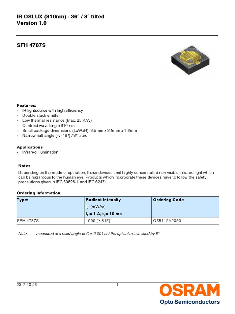IR OSLUX (810nm) - 36° / 8° Tilted: Features | PDF | Infrared ...