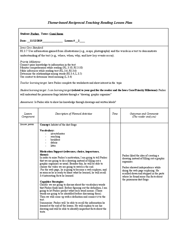 Theme-Based Lesson Plan 2 | PDF | Lesson Plan | Reading Comprehension