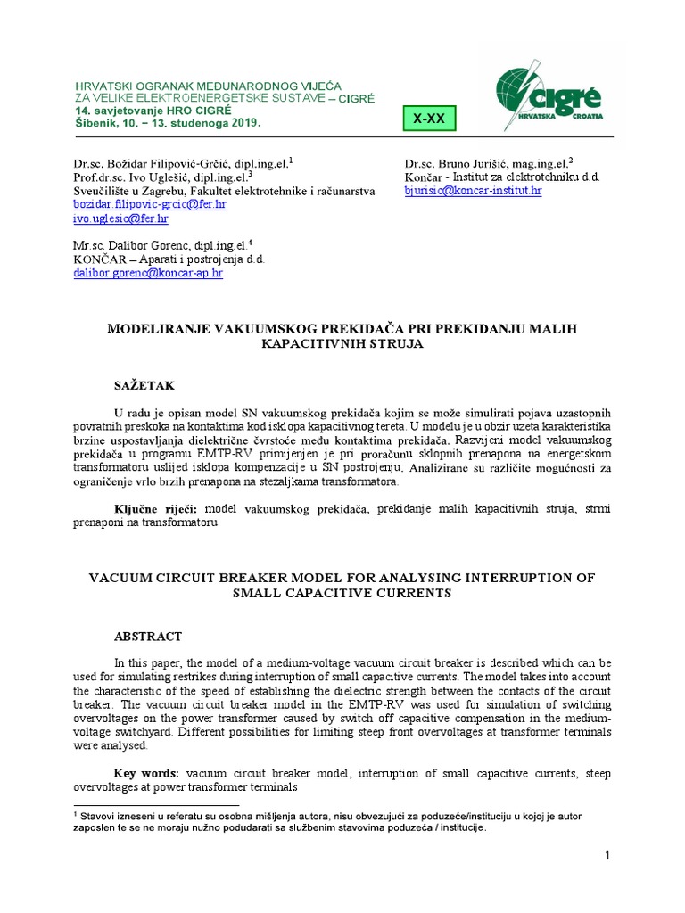 Hro Cigre Vakumski Prekidac 2019 PDF | PDF