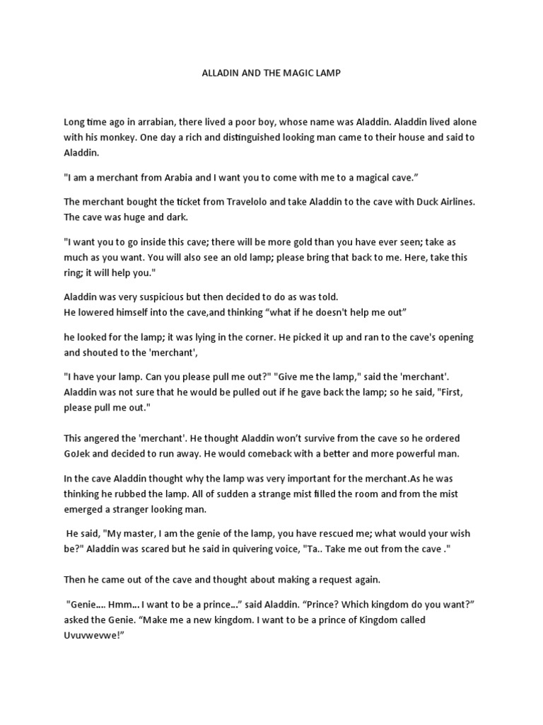 Aladdin and the Magic Lamp Story | PDF