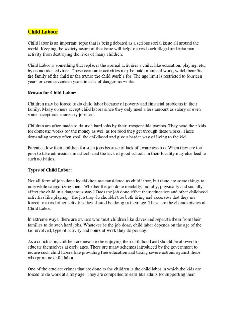 Child Labour | PDF | Child Labour | Labour Economics