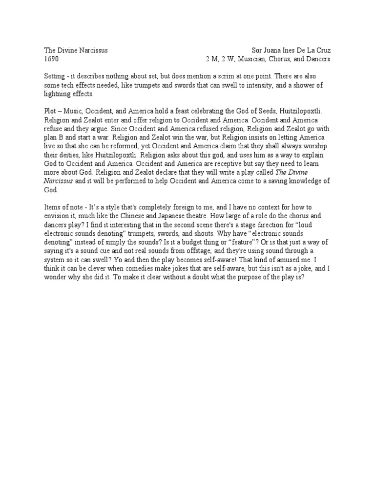 The Divine Narcissus Notes | PDF