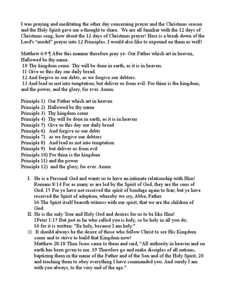 12 Principles of Prayer Explained | PDF | Lord's Prayer | God The Father