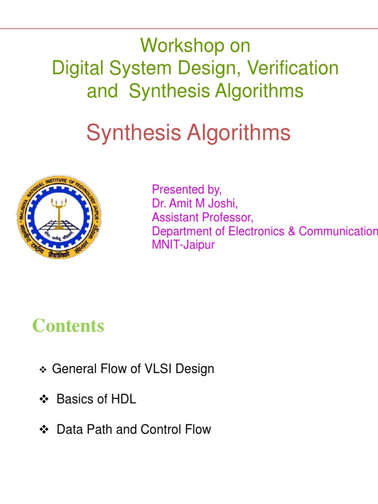 Workshop On Digital System Design, Verification and Synthesis Algorithms | PDF | Logic Synthesis ...