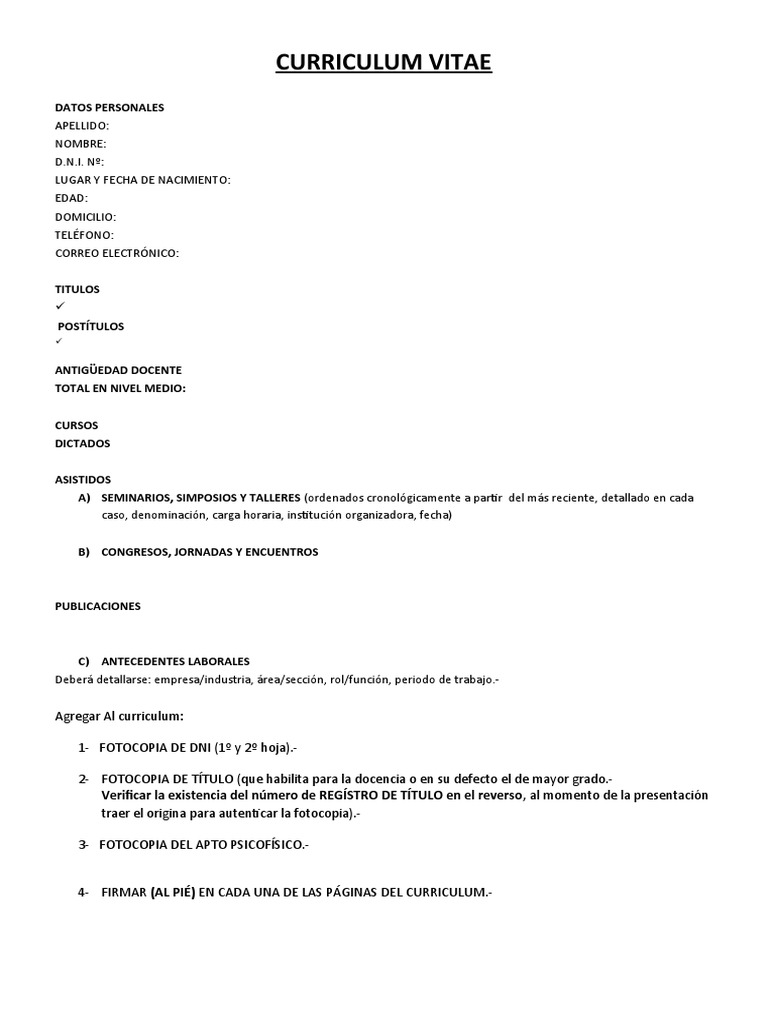 Curriculum Vitae Nominal Docentes | PDF