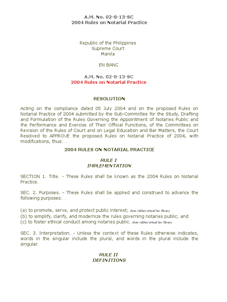 2004 Rules On Notarial Practice | PDF | Notary Public | Signature
