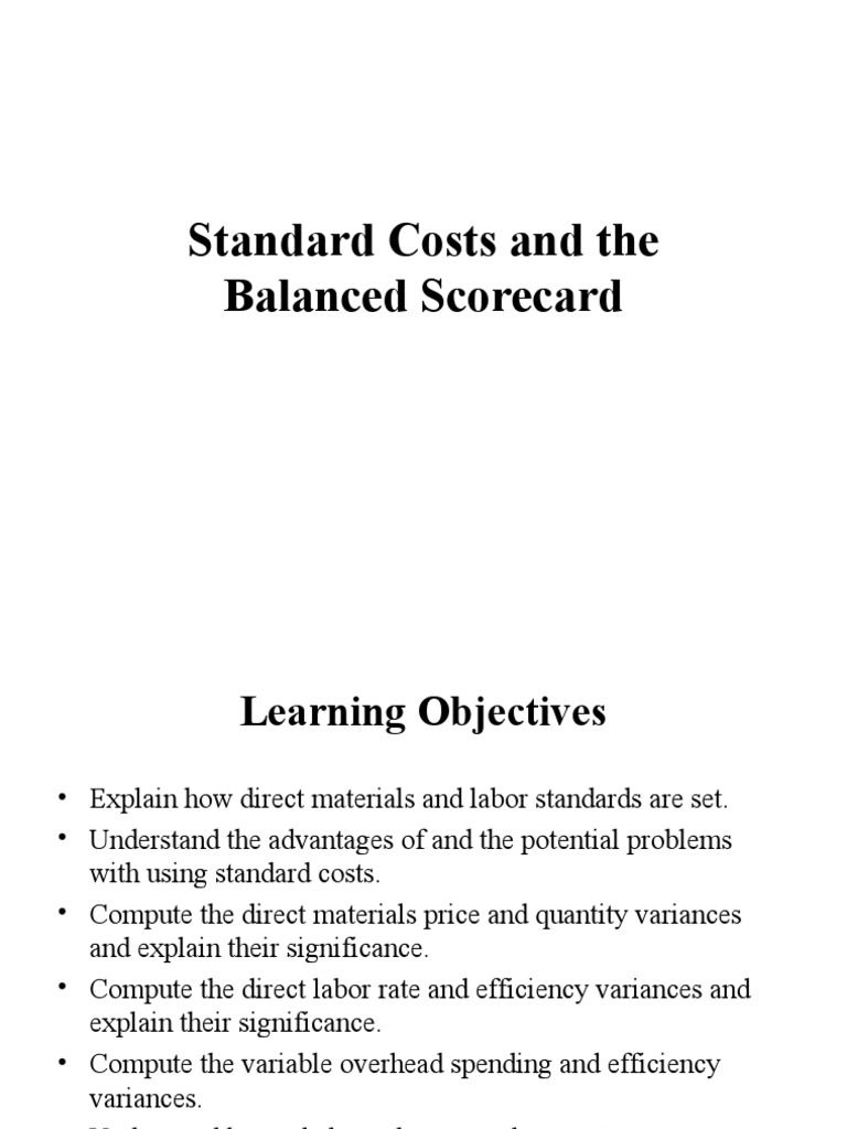 Standard Costs and The Balanced Scorecard | PDF | Inventory | Cost