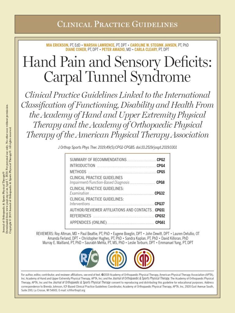 Jospt 2019 0301 PDF | PDF | Carpal Tunnel Syndrome | Physical Therapy