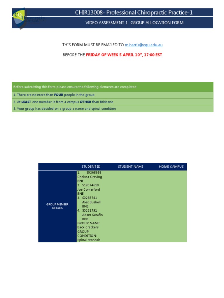 Group Allocation for Chiropractic Project | PDF | Sports & Recreation | Self-Improvement