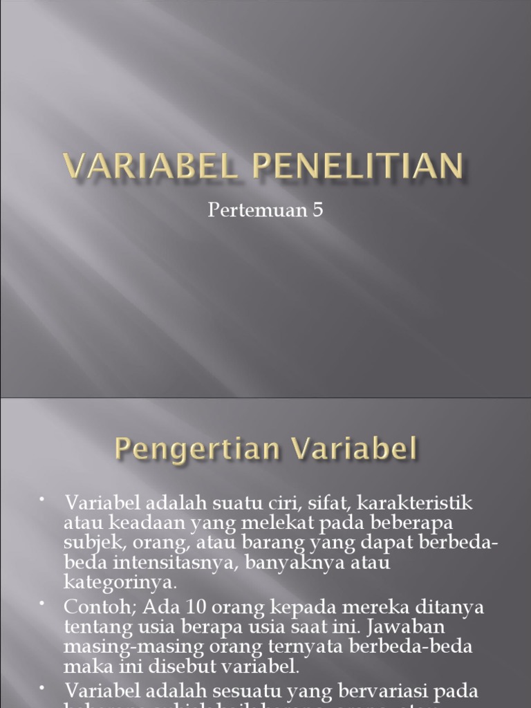 Pertemuan 5 VARIABEL PENELITIAN | PDF