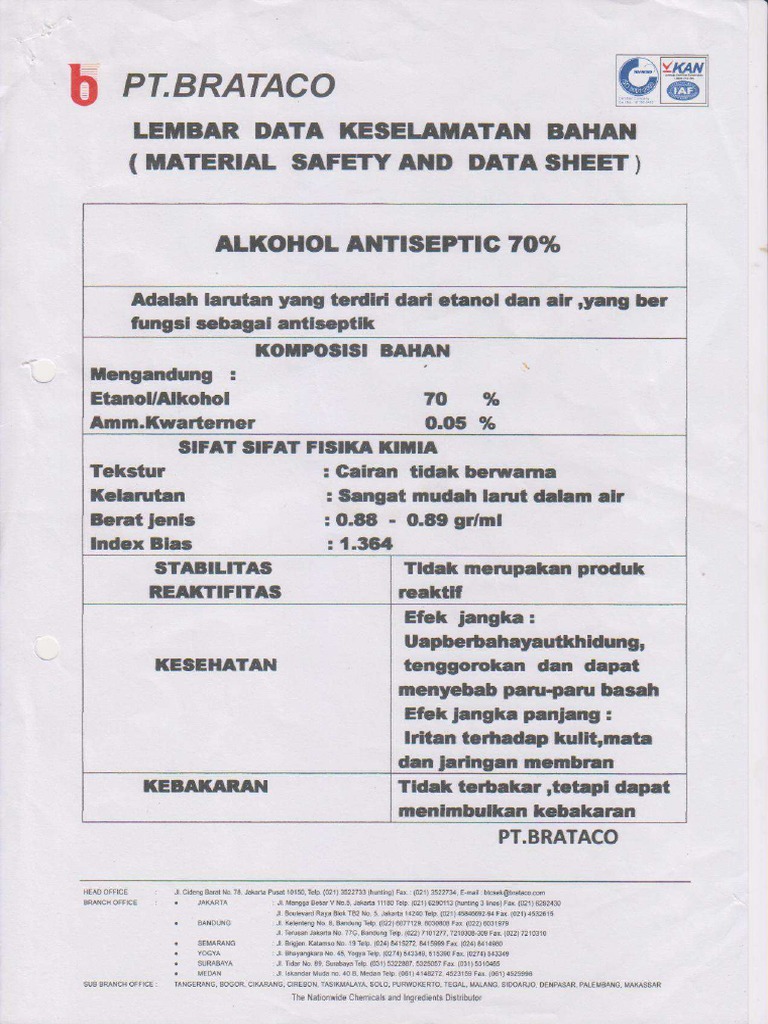 MSDS Alcohol 70% 1 PDF | PDF