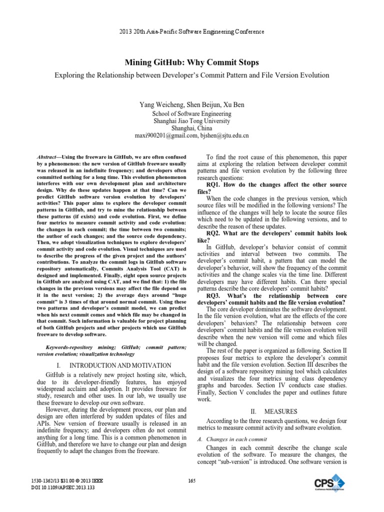 Mining Github: Why Commit Stops: Exploring The Relationship Between Developer'S Commit Pattern ...