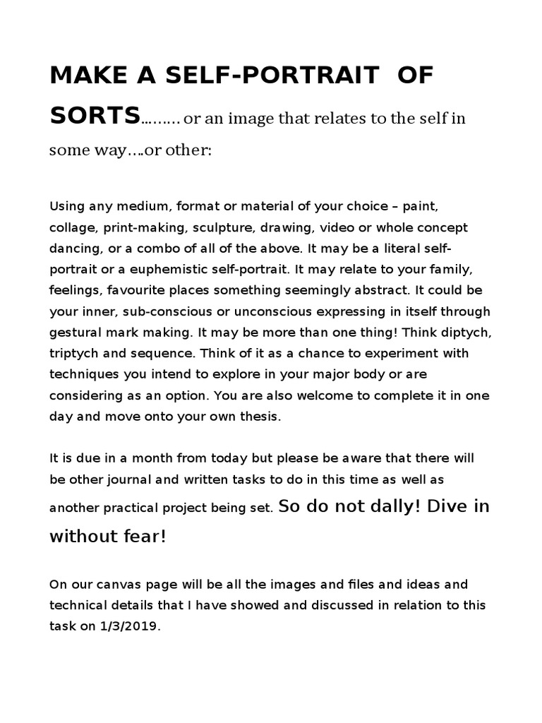 A Self-Expression Through Art: Creating a Self-Portrait or ...