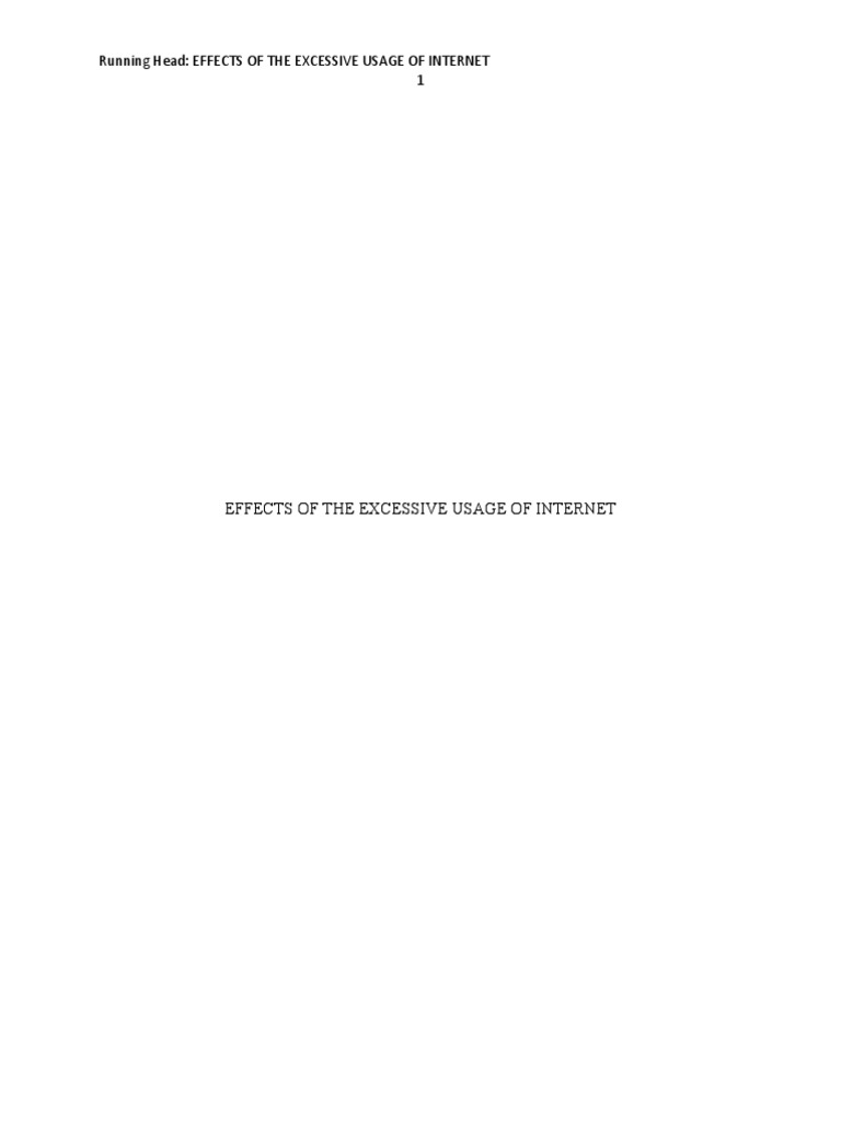 Impact of Excessive Internet Use | PDF | Internet | Abnormal Psychology