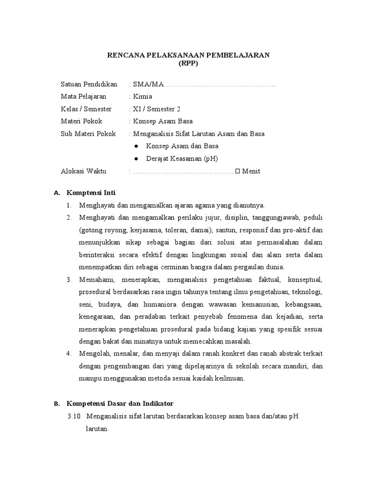 RPP Konsep Asam Basa | PDF