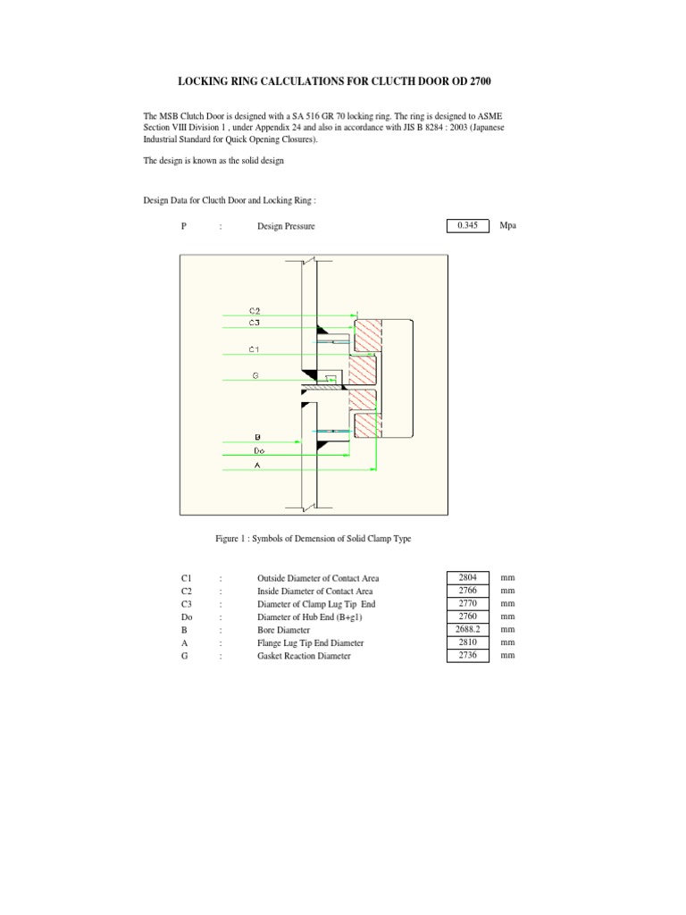 Locking Ring Calculator OD2700 | PDF | Bending | Stress (Mechanics)