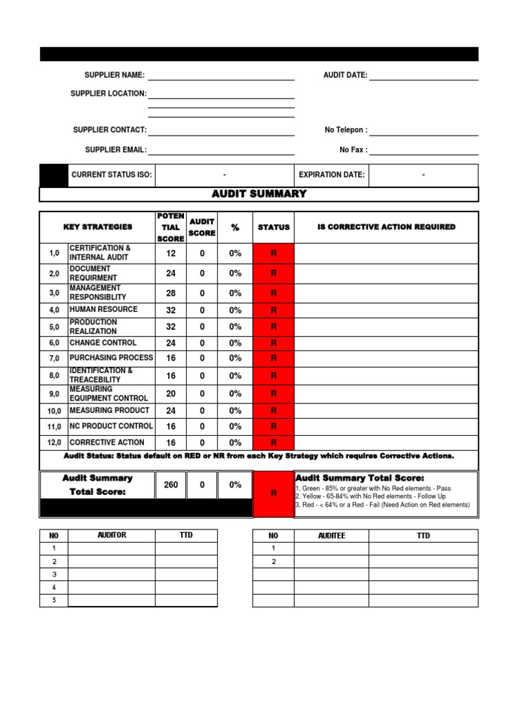Form Audit QAV 1&2 Supplier 2020 PDF | PDF | Business | Accounting And ...