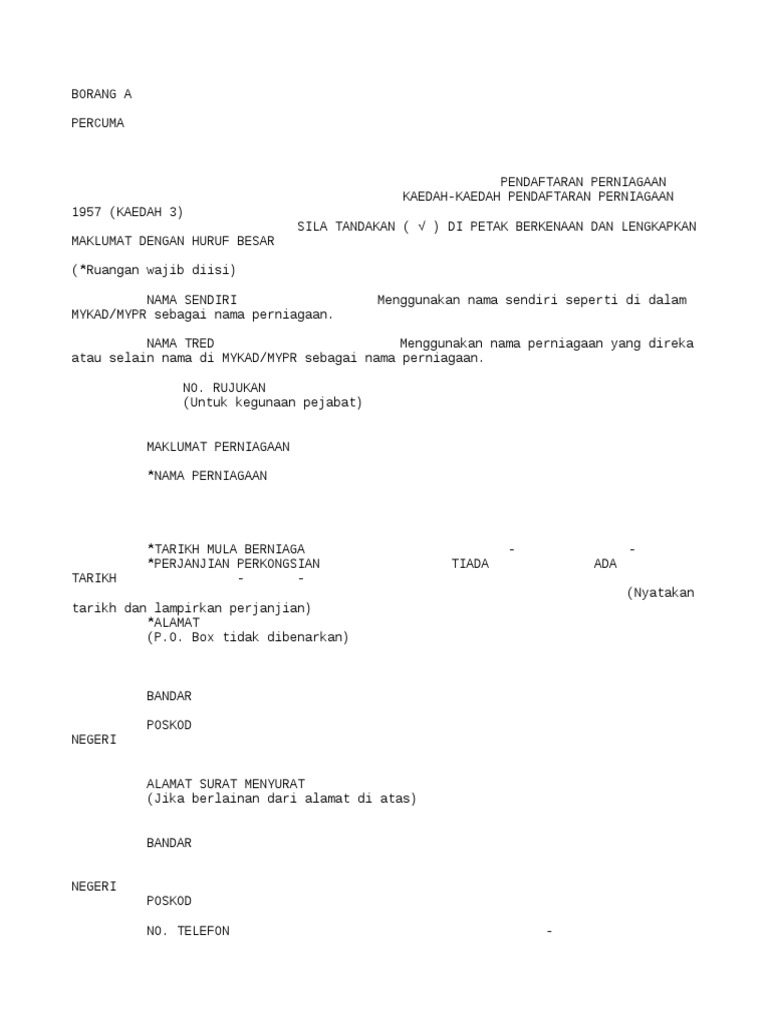 Borang SSM Pendaftaran Syarikat PDF | PDF