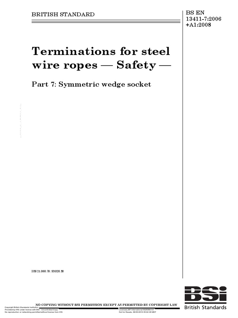 BS EN 13411-7 2006 Terminations For Steel Wire Ropes - Safety ...