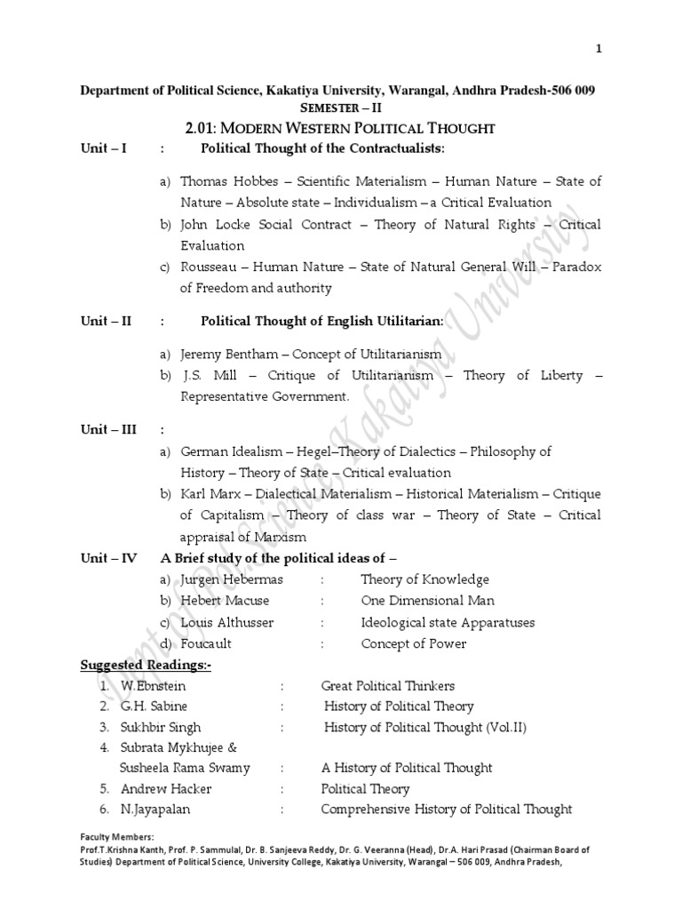 Modern Political Thought Syllabus | PDF | Political Philosophy ...