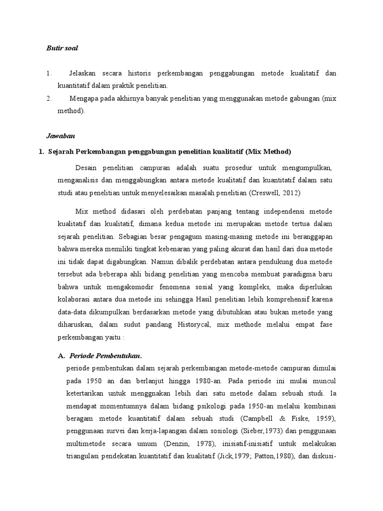 Sejarah dan Alasan Penggunaan Mix Method | PDF