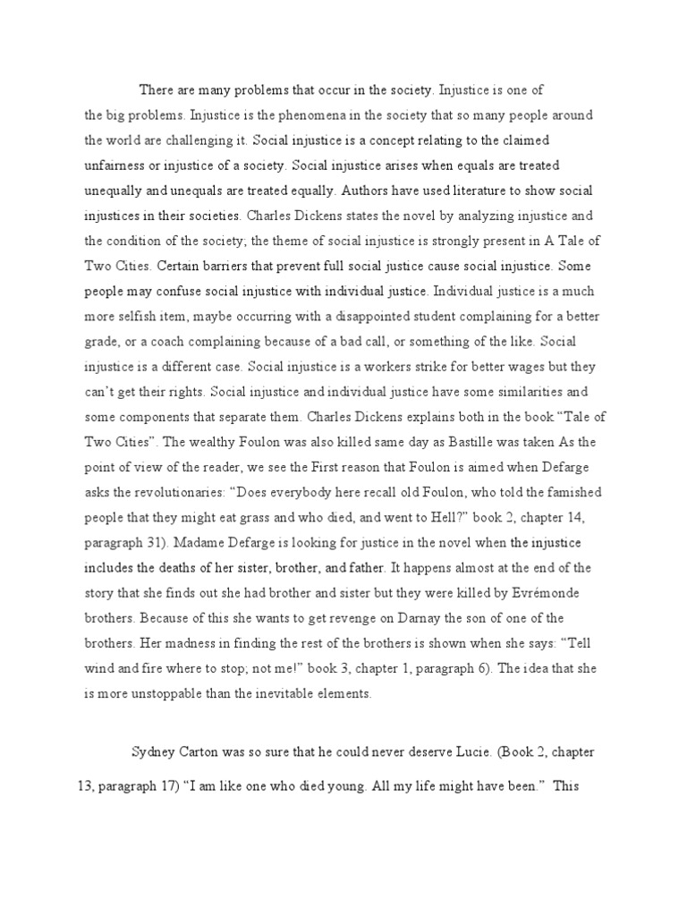 A Tale of Two Cities Social Injustice Essay by Paya | PDF | A Tale Of ...