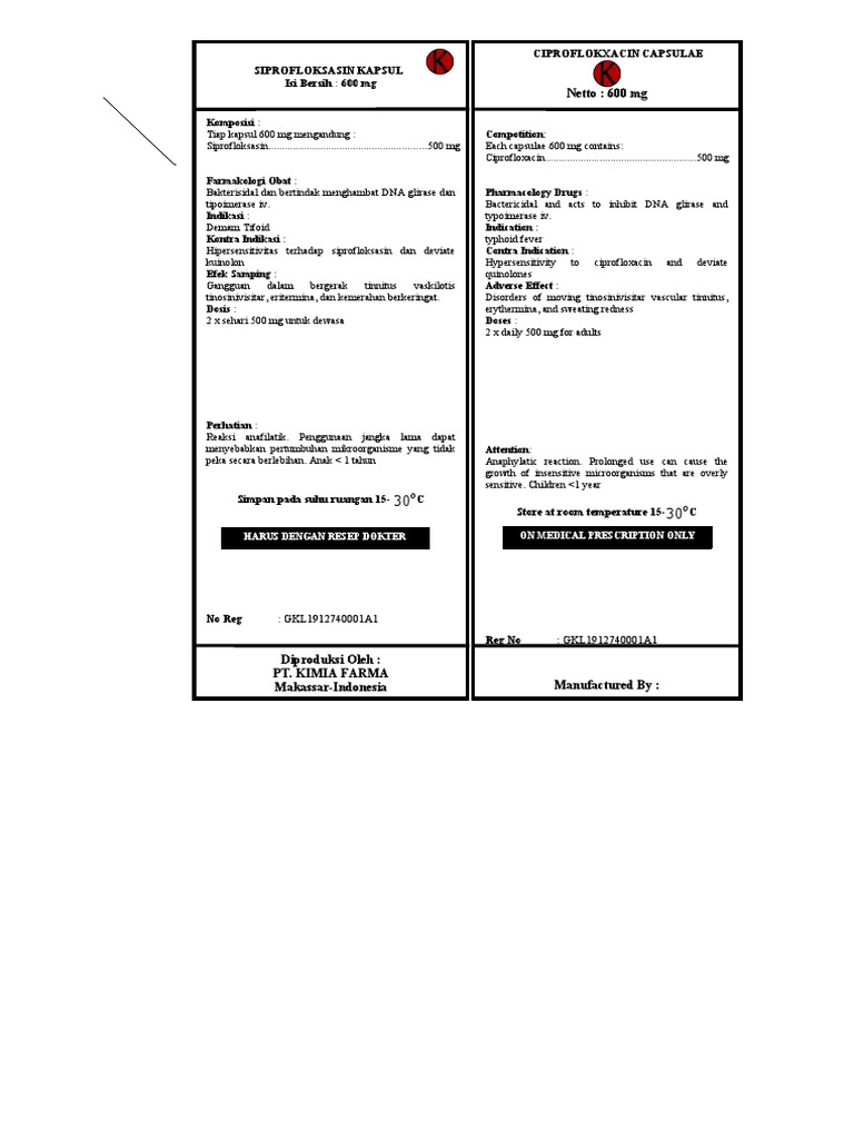 BROSUR TABLET Siprofloksasin | PDF